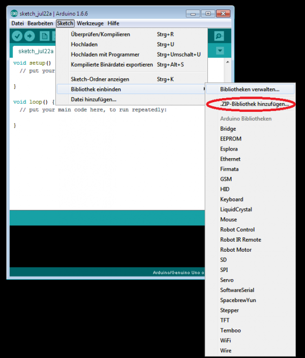 Bibliothek / library in Arduino IDE installieren und einbinden | 42project.net