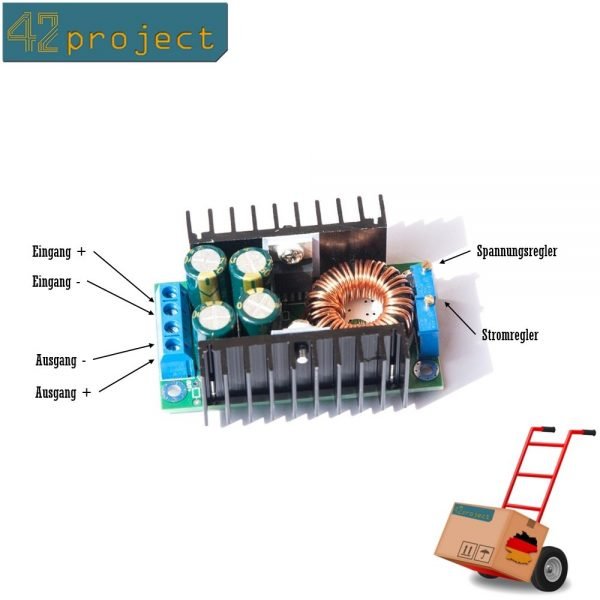 DC-DC XL4016 300W Schaltregler Wandler (40V / 9A) Step-Down Buck-Converter DC-CC | 42project.net