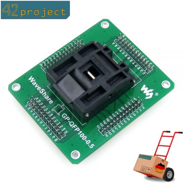 IC-Sockel Programmier-Adapter SMD TQFP100 QFP100 LQFP100 0,5mm auf DIP100 2,54mm | 42project.net