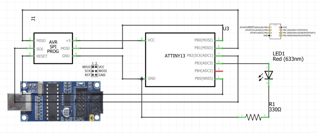 Den ATTiny13A-PU mittels USB Tiny ISP und der Arduino IDE programmieren ...