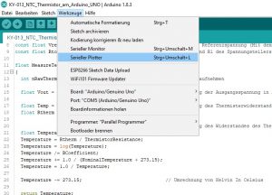 Temperaturen mittels Thermistor und seriellen Plotter der Arduino IDE ...
